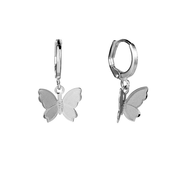 Jewelry | Silver Huggie Hoops Wbutterflies | Poshmark